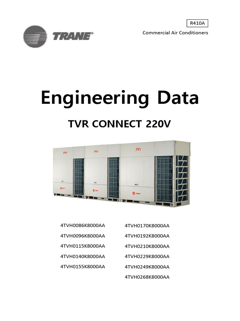 Engineering DataBook TVR Connect HP Outdoor 220 | PDF | Heat | Duct (Flow)