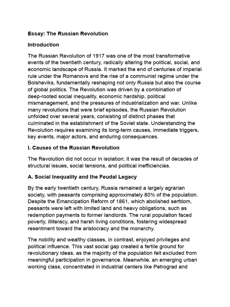 Essay - The Russian Revolution | PDF | Russian Revolution | Vladimir Lenin
