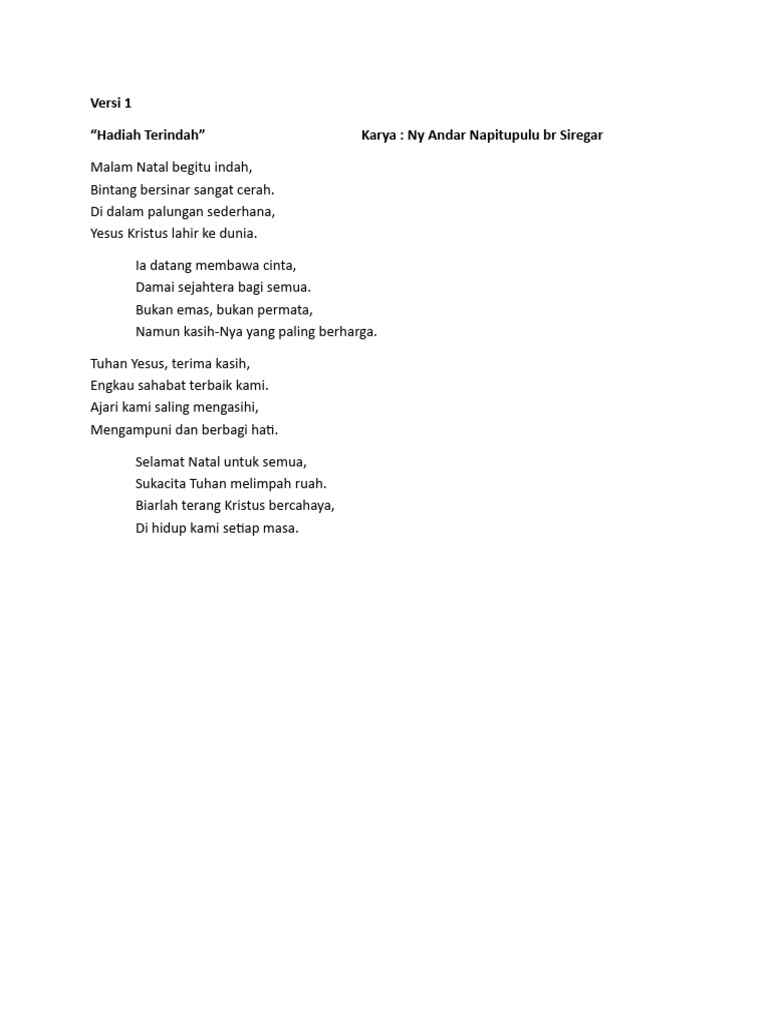 Puisi Natal: Cinta dan Damai Yesus | PDF
