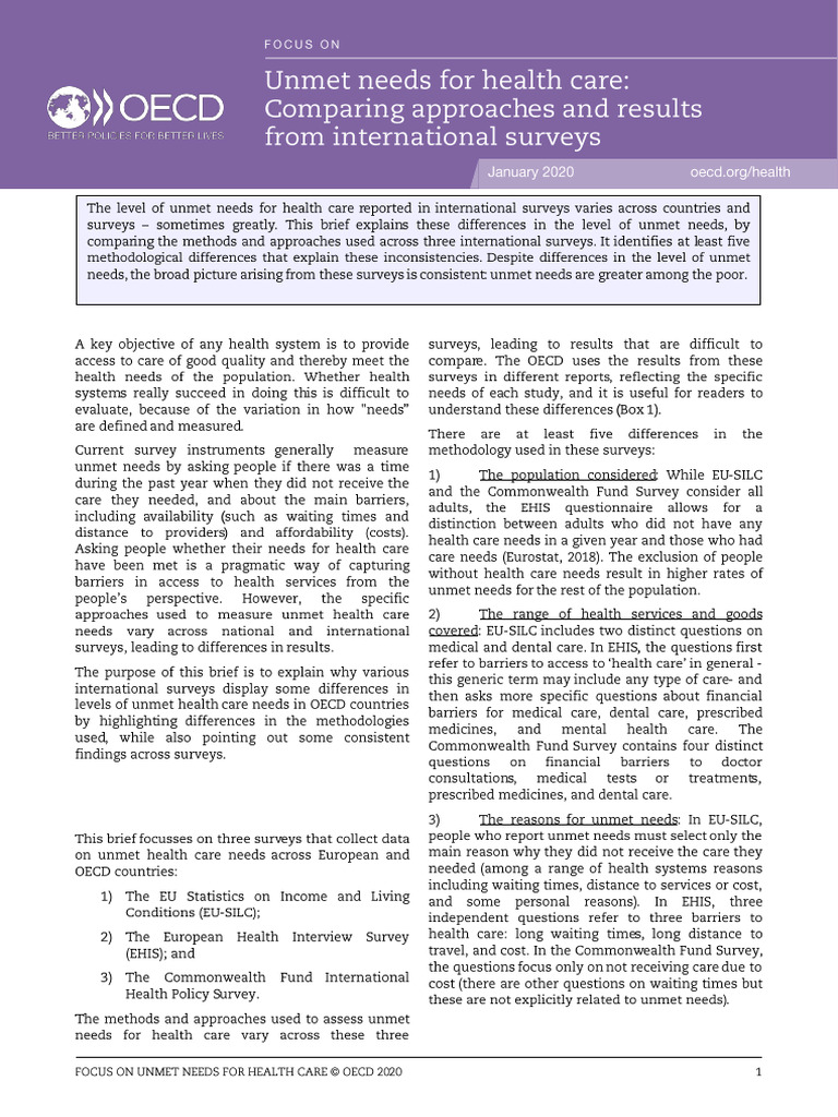 Unmet Healthcare Needs in Europe | PDF | Medical Prescription | Health Care