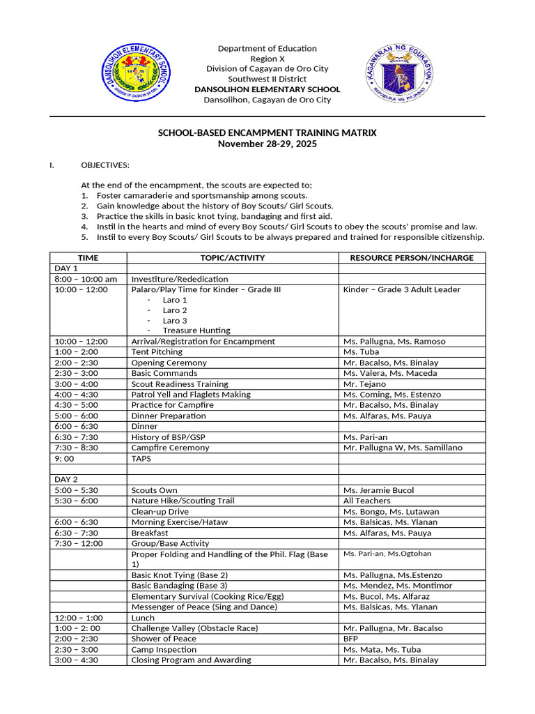 GSP BSP Matrix Des 2025 2026 | PDF