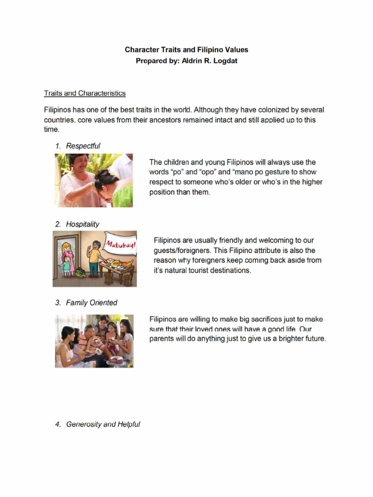 Character Traits and Filipino Values | PDF