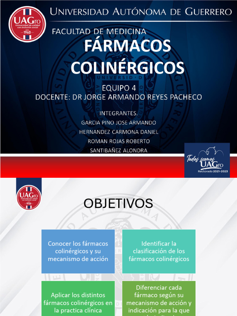 FARMACOS COLINERGICOS- EQUIPO 4 DEFINITIVAS | PDF | Acetilcolina