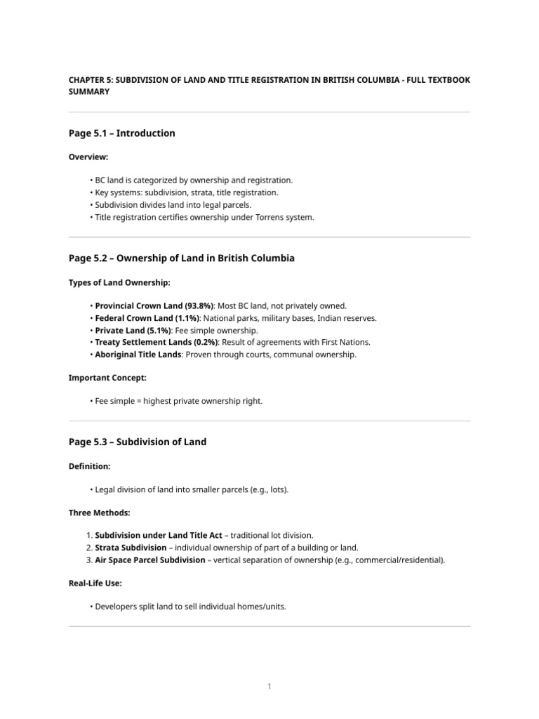 BC Land Subdivision and Title Registration | PDF | Leasehold Estate ...