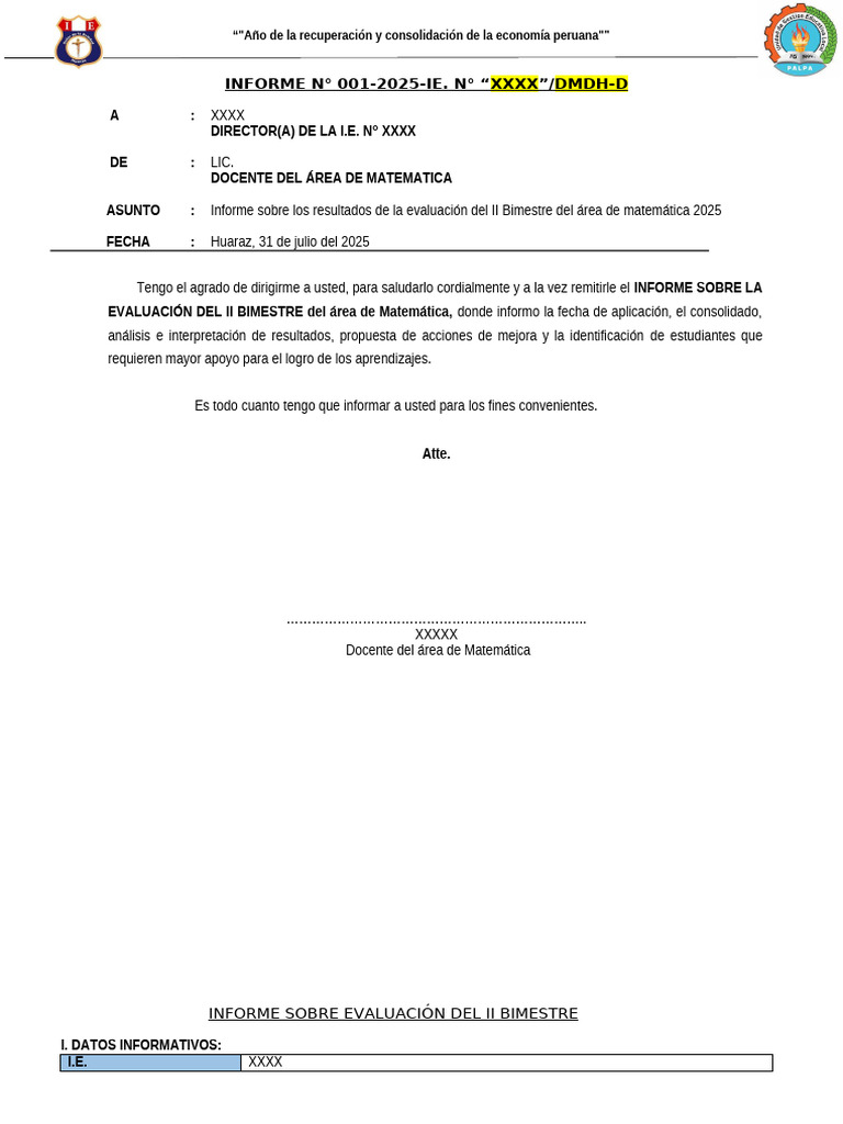 Informe de Evaluación Matemática 2025 | PDF | Enseñando | Modificación ...