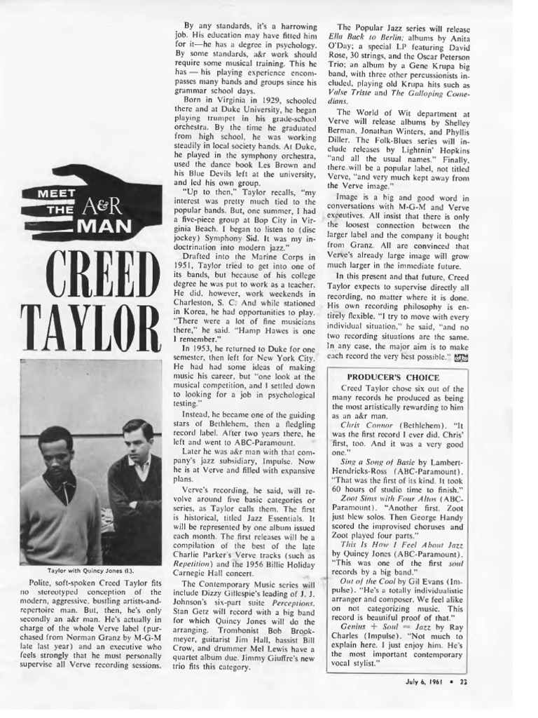 Meet The A&r Man, Creed Taylor | PDF