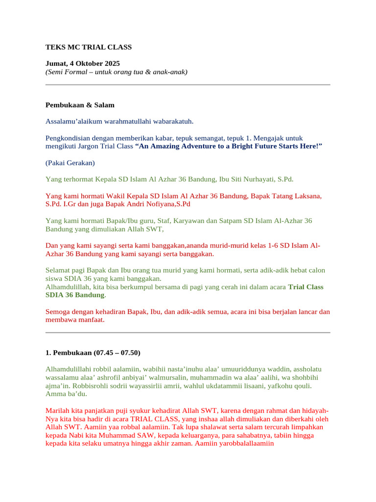 Trial Class SDIA 36: Pengalaman Menarik | PDF