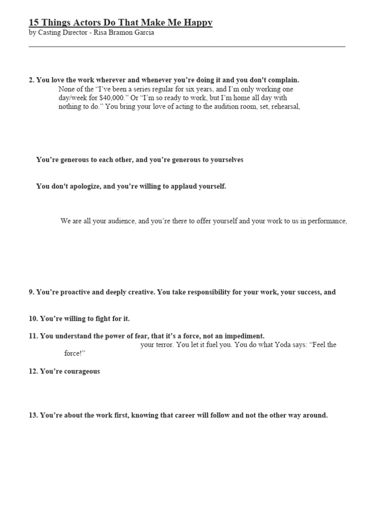 15 Things Actors Do That Make Me Happy | PDF