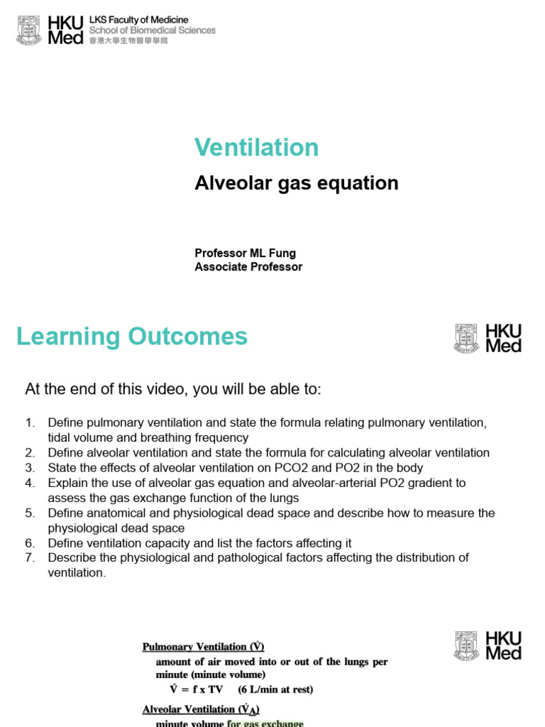 CPR07 Ventilation - Alveolar Gas Equation | PDF | Breathing | Physiology