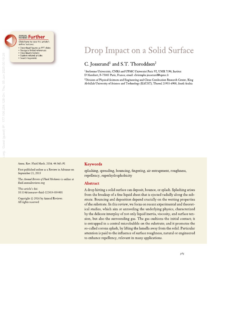 Drop Impact On A Solid Surface | PDF