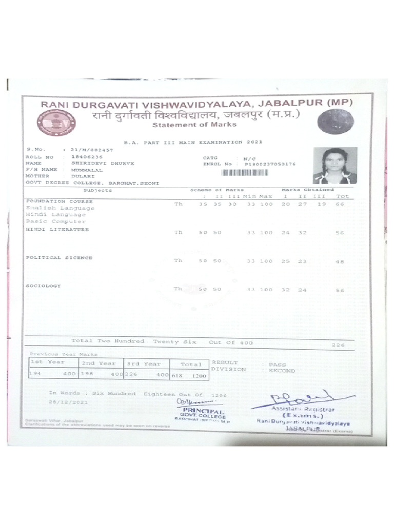 Final Marksheet | PDF