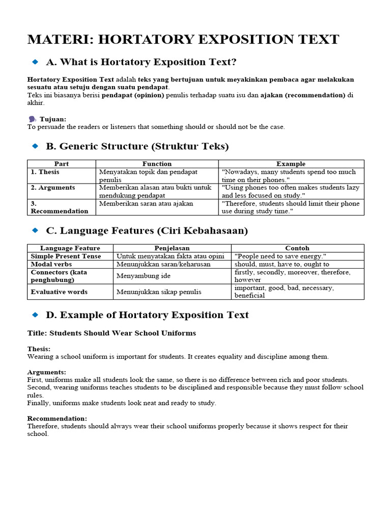 Materi Hortatory Exposition | PDF | Noun | Grammar