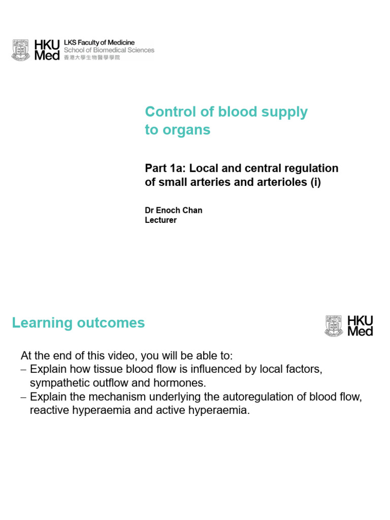 CPR31 Control of Blood Supply To Organs | PDF | Vasodilation | Coronary ...