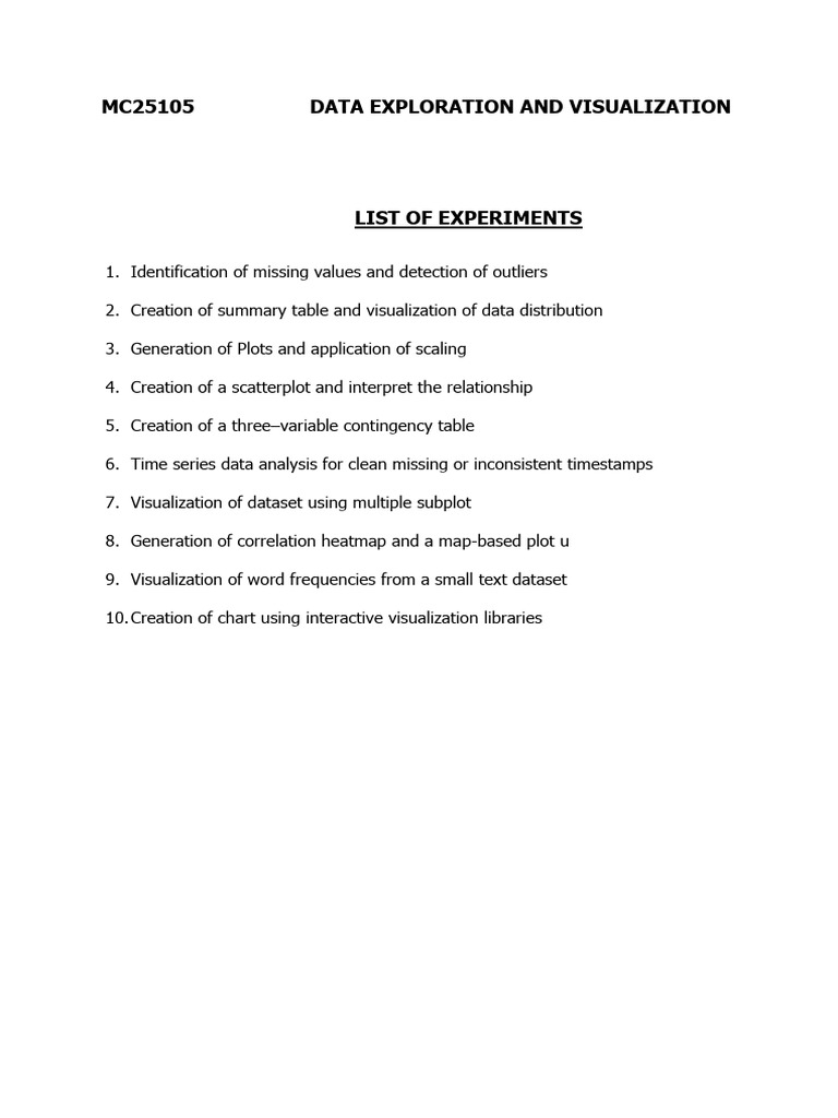 Dev List of Experiment | PDF