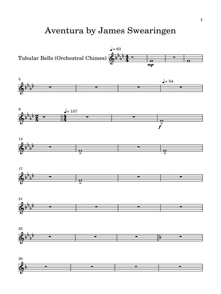 Aventura by James Swearingen - Tubular Bells (Orchestral Chimes) | PDF