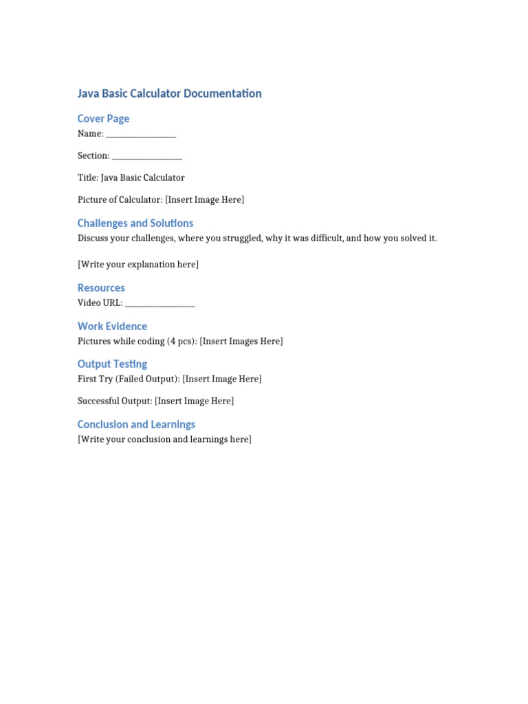 Java Basic Calculator Documentation | PDF
