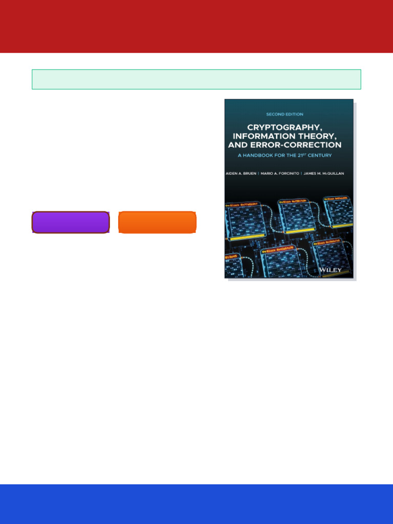 Cryptography Information Theory and Error Correction A Handbook for the ...
