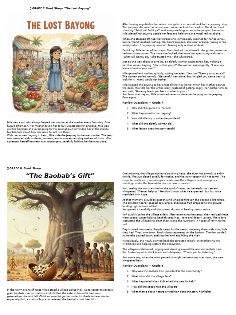 GRADE 7 Short Story | PDF | Trees