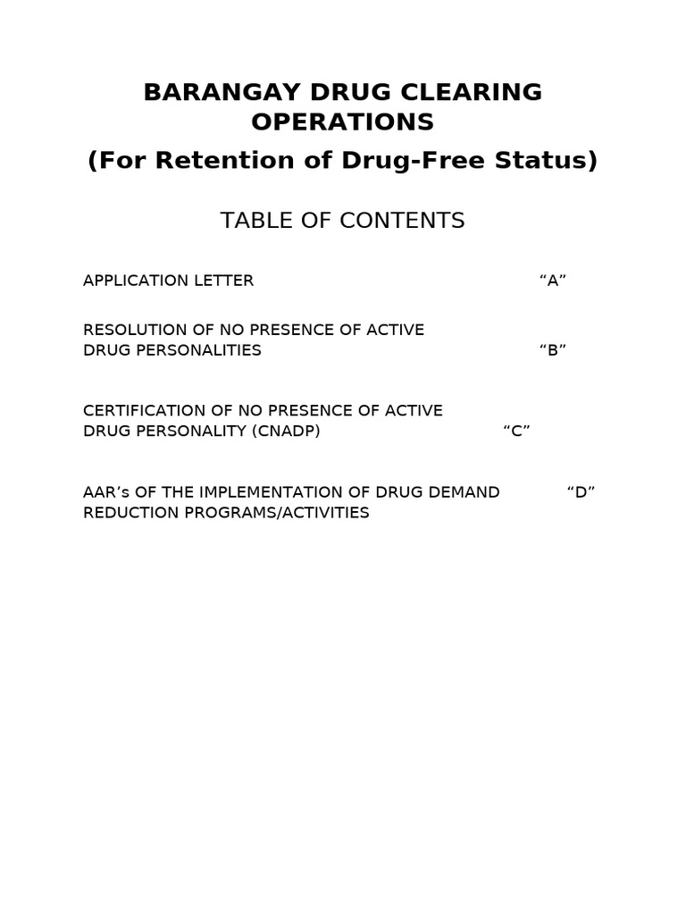 Barangay Drug Clearing Operations Table of Contents | PDF