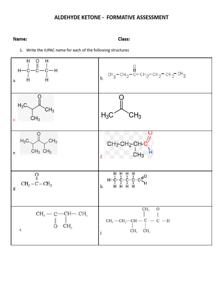 FUNCTIONAL GROUP Formative Assessment - Aldehyde Ketone | PDF