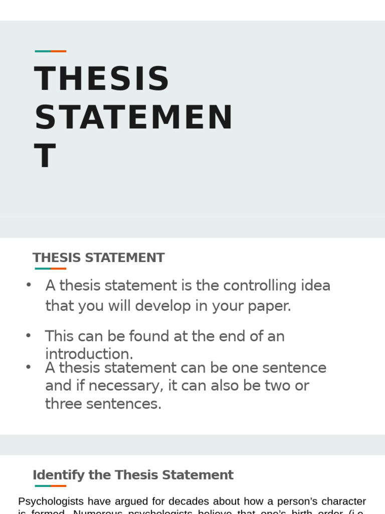 Eapp Lesson 4 Thesis Statement Ready to Discuss to Students | PDF ...