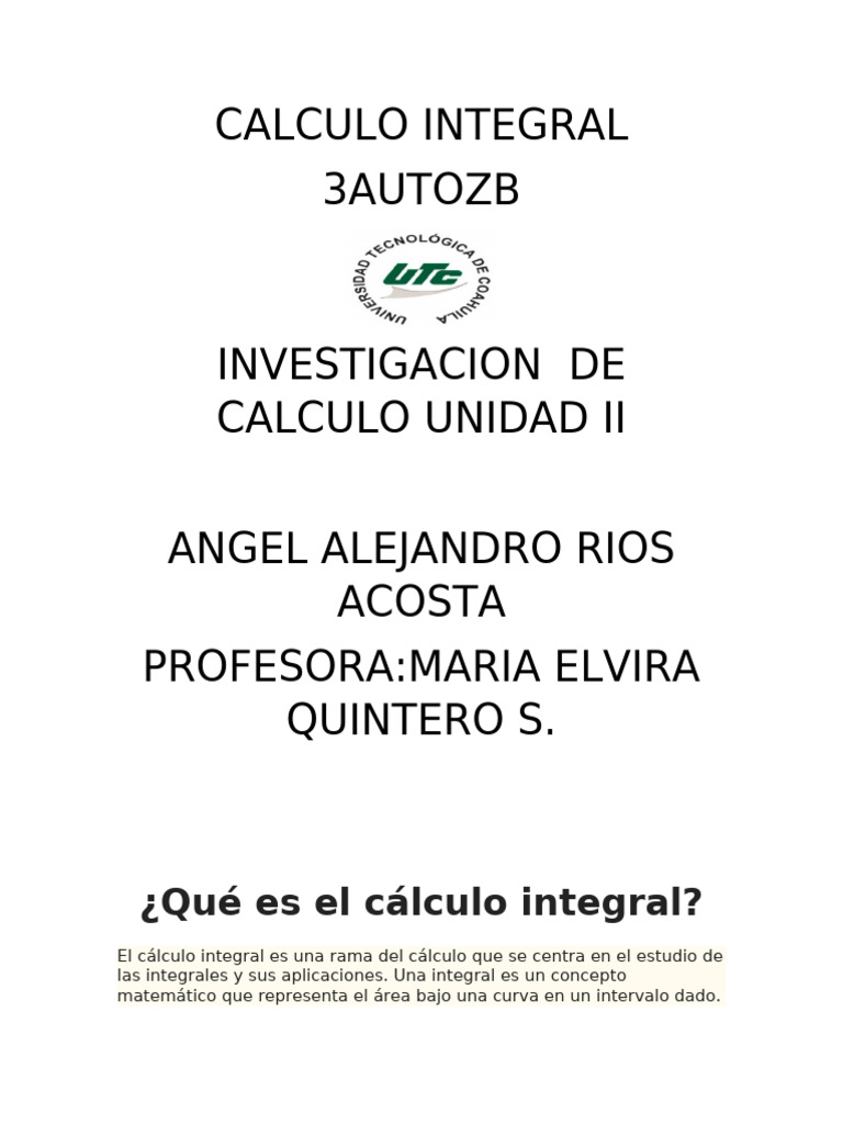 Introducción al Cálculo Integral | PDF | Integral | Matemáticas