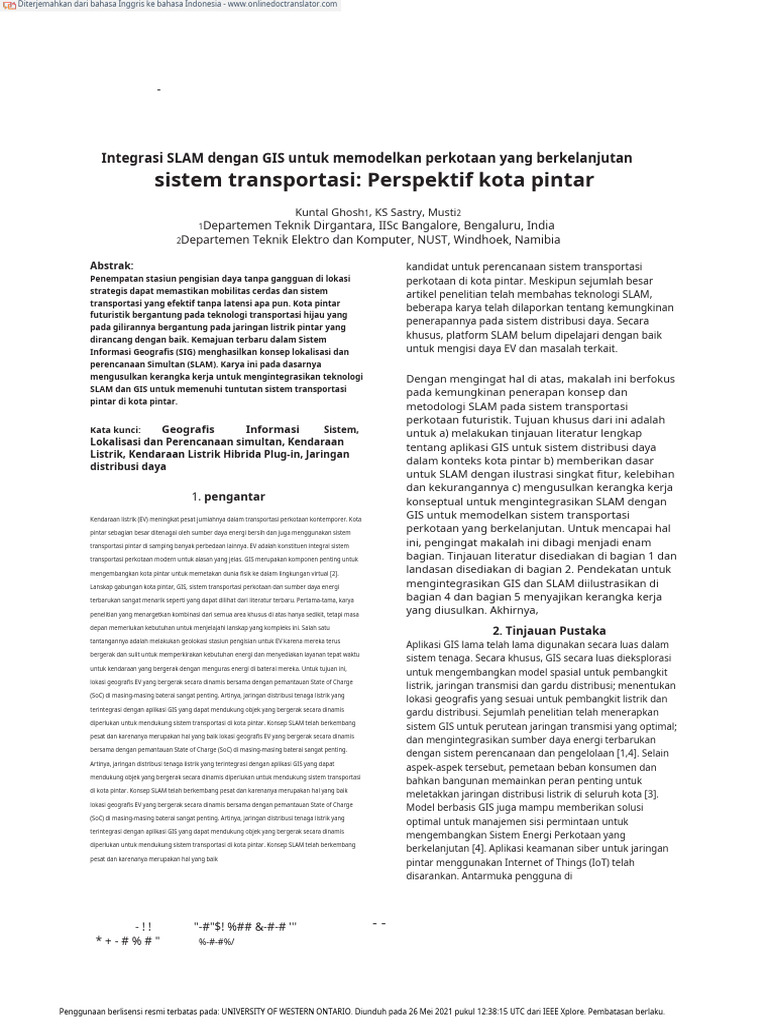 Integration of SLAM With GIS to Model Sustainable Urban Transportation ...