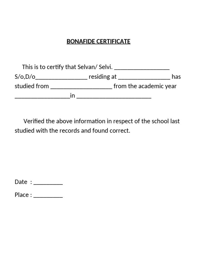 Bonafide Certificate | PDF