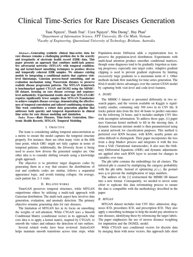 Clinical Time Series For Rare Diseases Generation | PDF | Time Series | Sampling (Statistics)