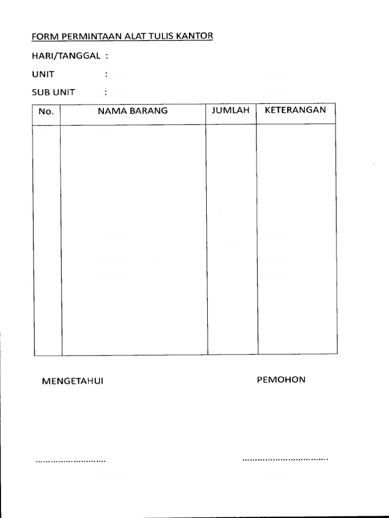Form Permintaan Atk | PDF