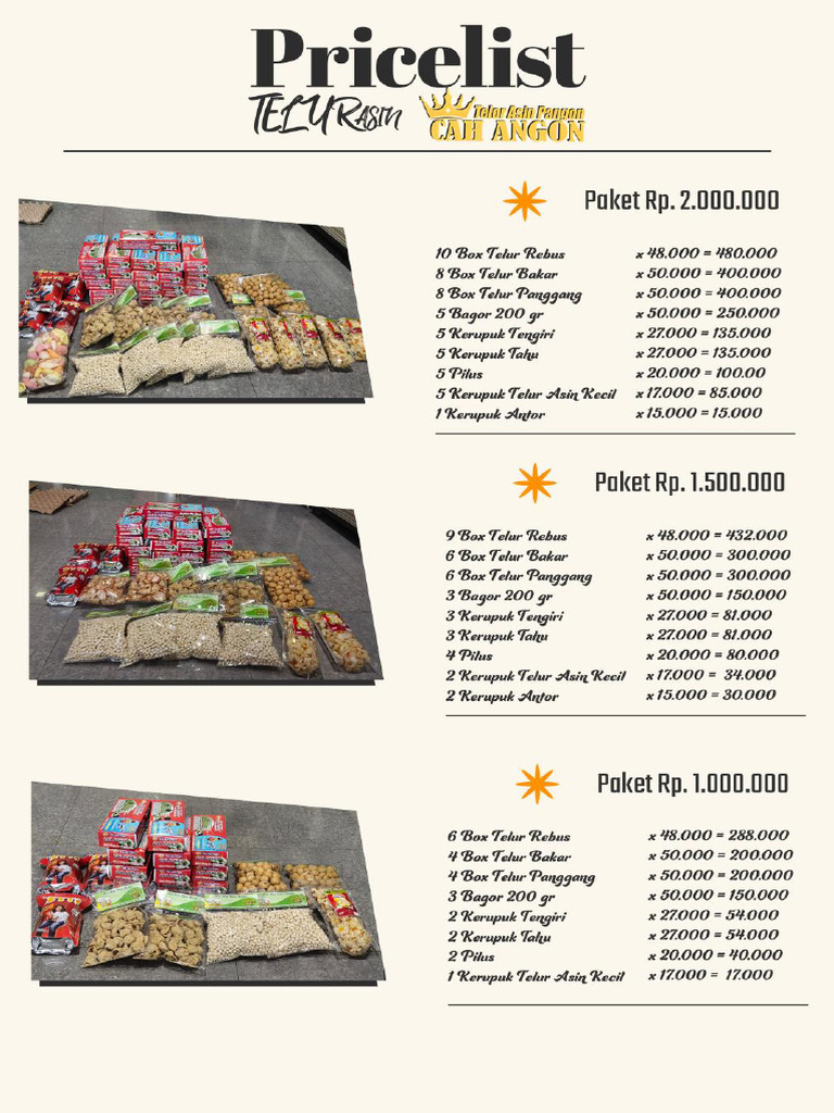 Pricelist Paket Telur Asin Cah Angon | PDF