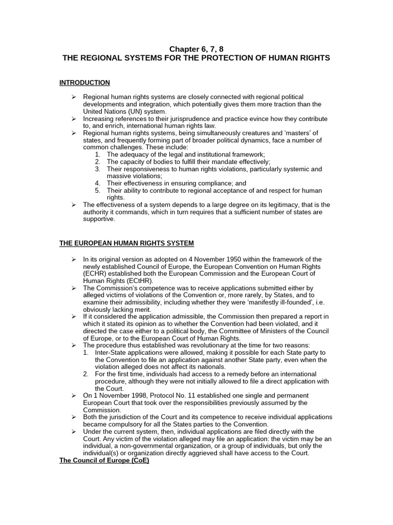 Regional Systems | PDF | European Convention On Human Rights | Human Rights