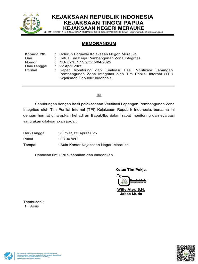 Memorandum Rapat Hasil Verlap | PDF