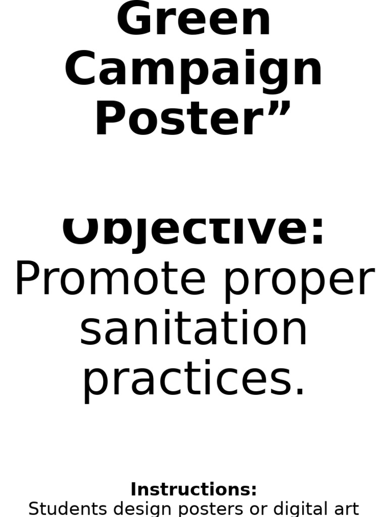 Health 6 - Clean and Green Campaign Poster | PDF