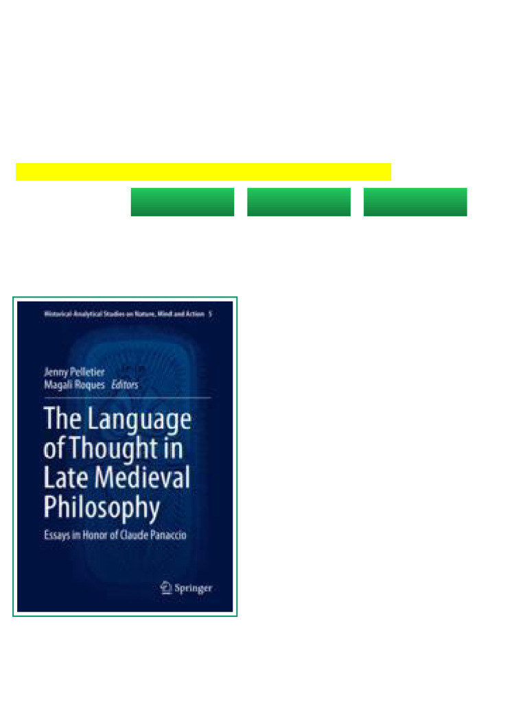 The Language of Thought in Late Medieval Philosophy Essays in Honor of ...