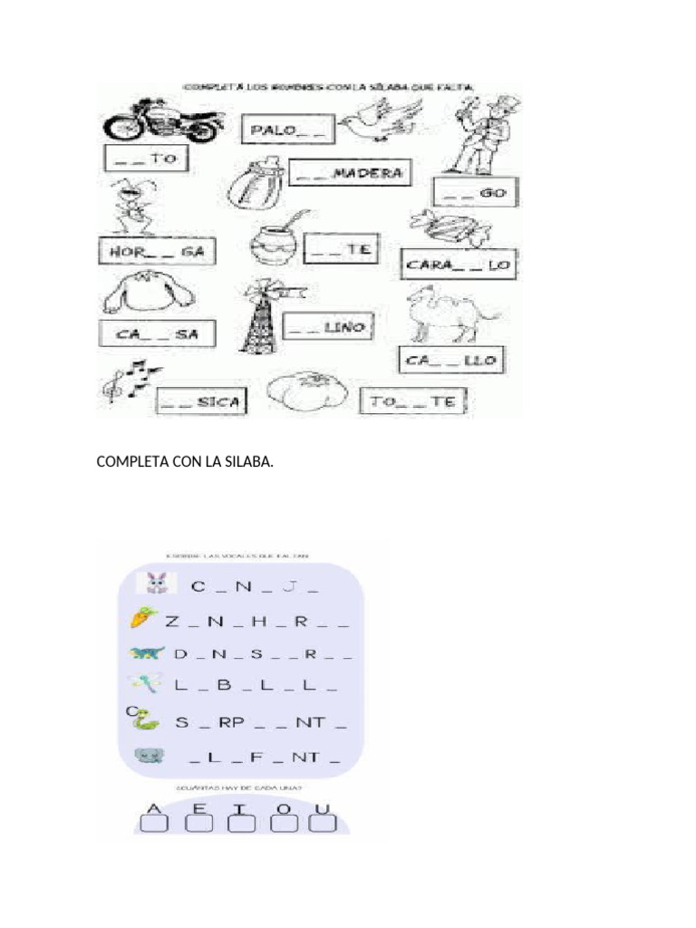 Completa Con La Silaba | PDF