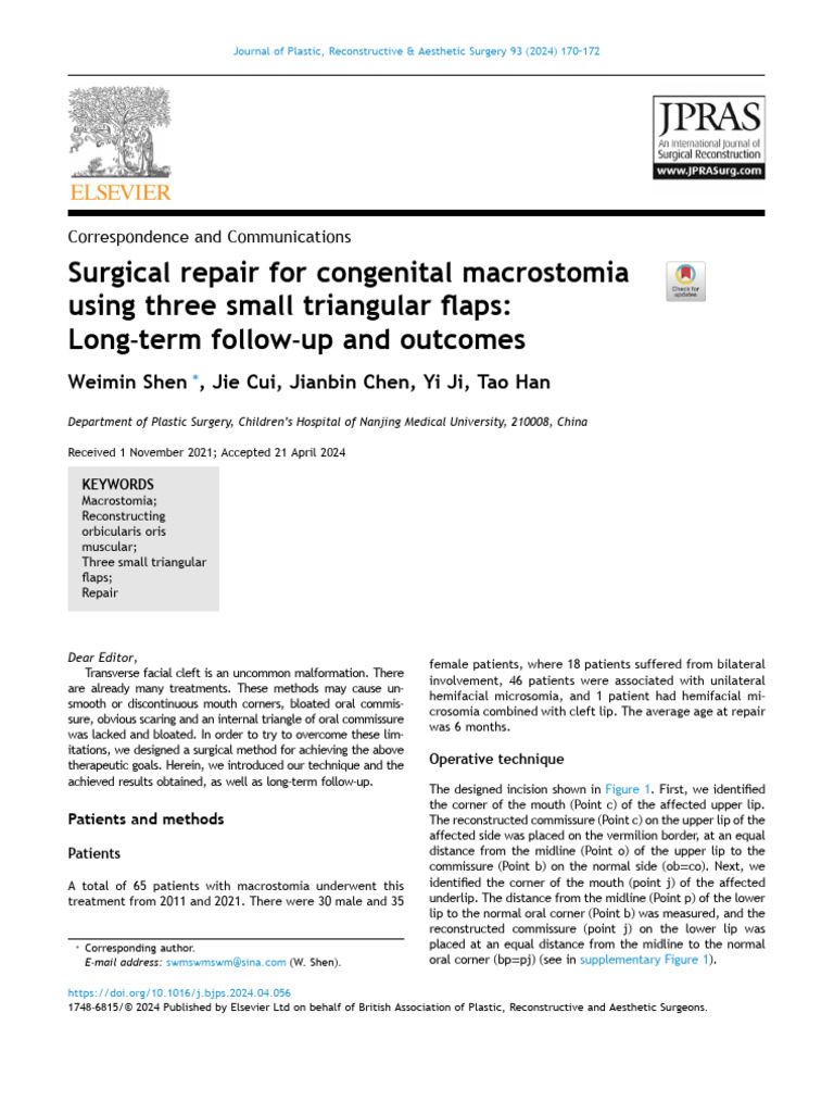 Macrostomia Correction | PDF | Plastic Surgery | Surgical Specialties