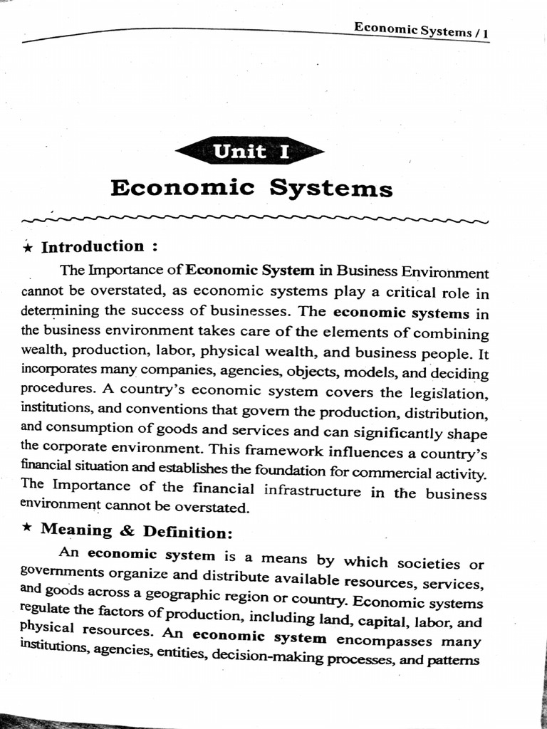 Economic System Unit 1 | PDF | Economics | Economic System