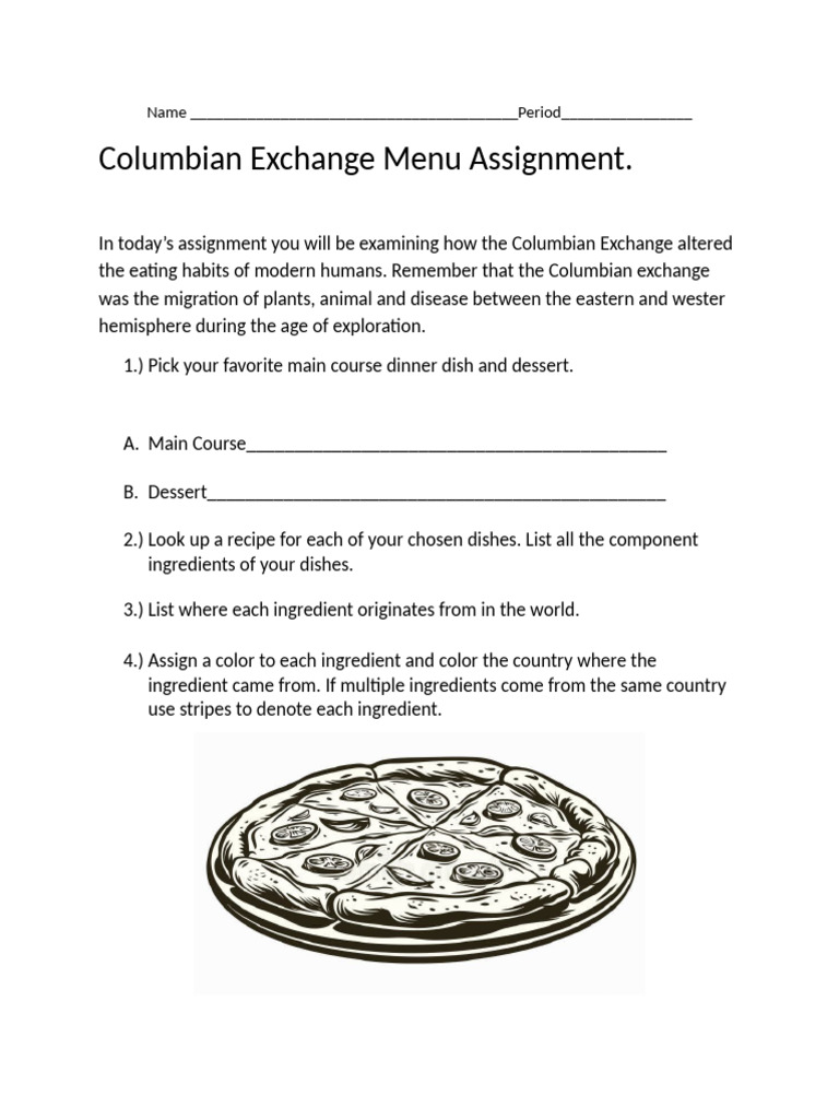 Columbian Exchange Activity Example | PDF
