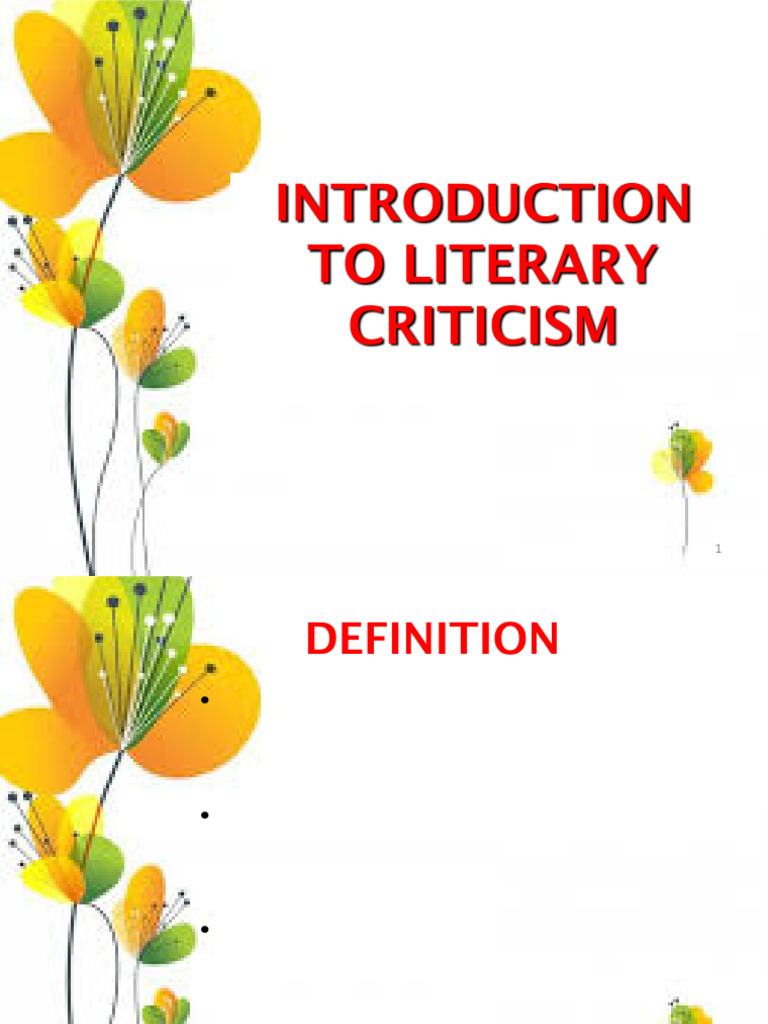 Week 1 Introduction To Lit Criticism | PDF | Psychoanalysis | Psychology