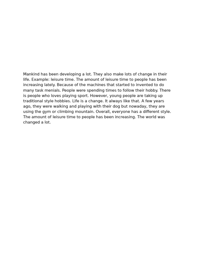 Evolution of Leisure Time Activities | PDF
