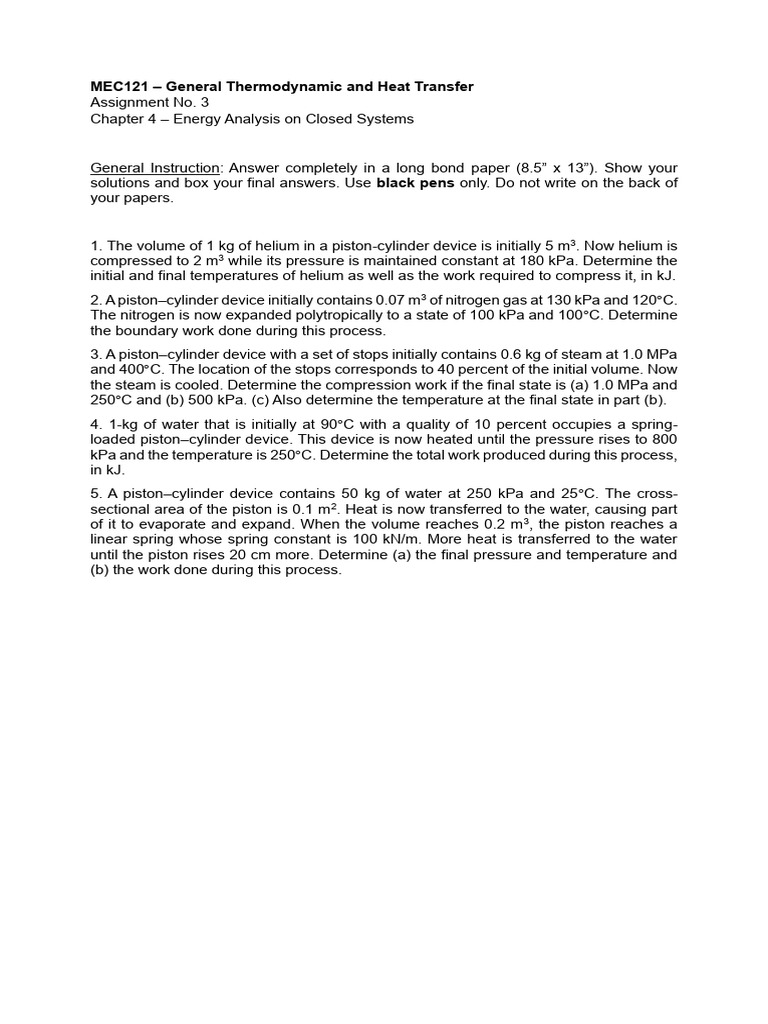 MEC121 Assignment No. 3 | PDF