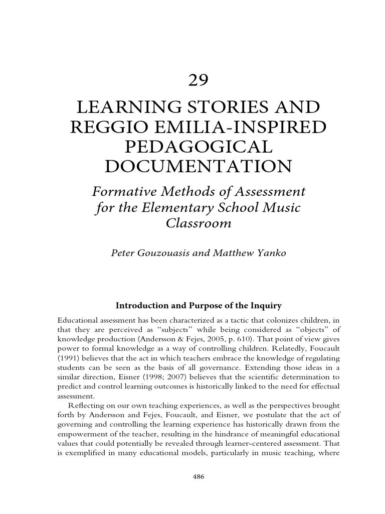 Learning Stories and Reggio Emilia-Inspired Pedagogical Documentation ...