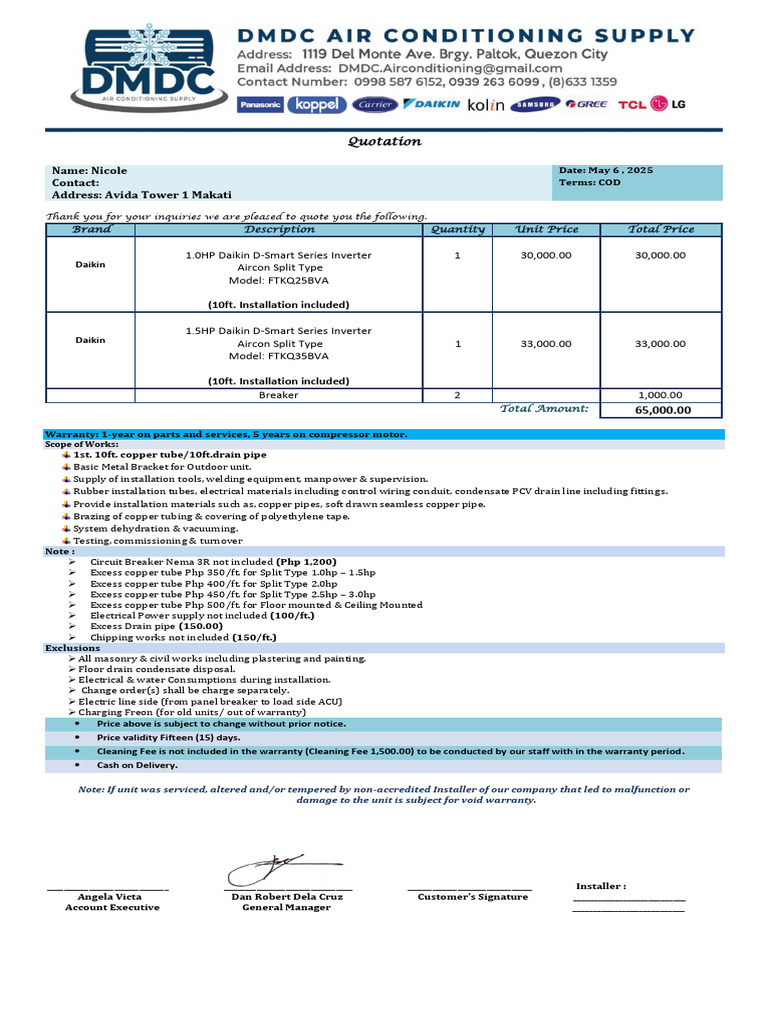 Daikin AC Invoice | PDF | Pipe (Fluid Conveyance) | Copper