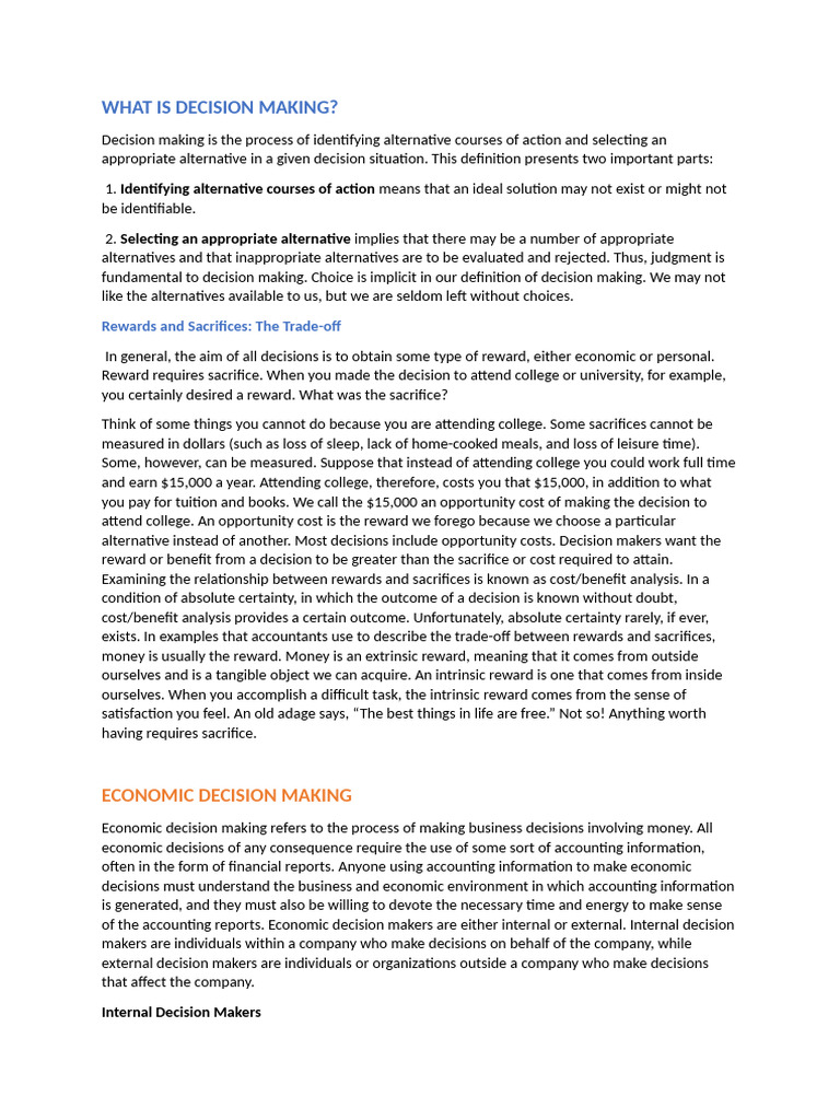 Understanding Decision Making and Costs | PDF | Expense | Opportunity Cost