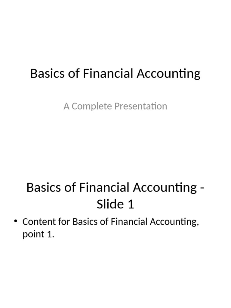 Financial Accounting Basics Overview | PDF