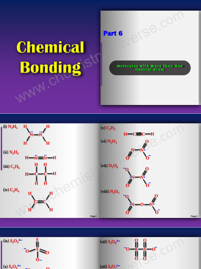 Chemical Bonding Part 6 Molecules With More Than One Central Atom | PDF