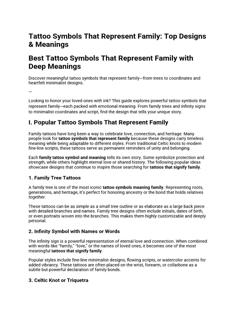 Family Tattoo Symbols & Meanings Guide | PDF | Tattoo