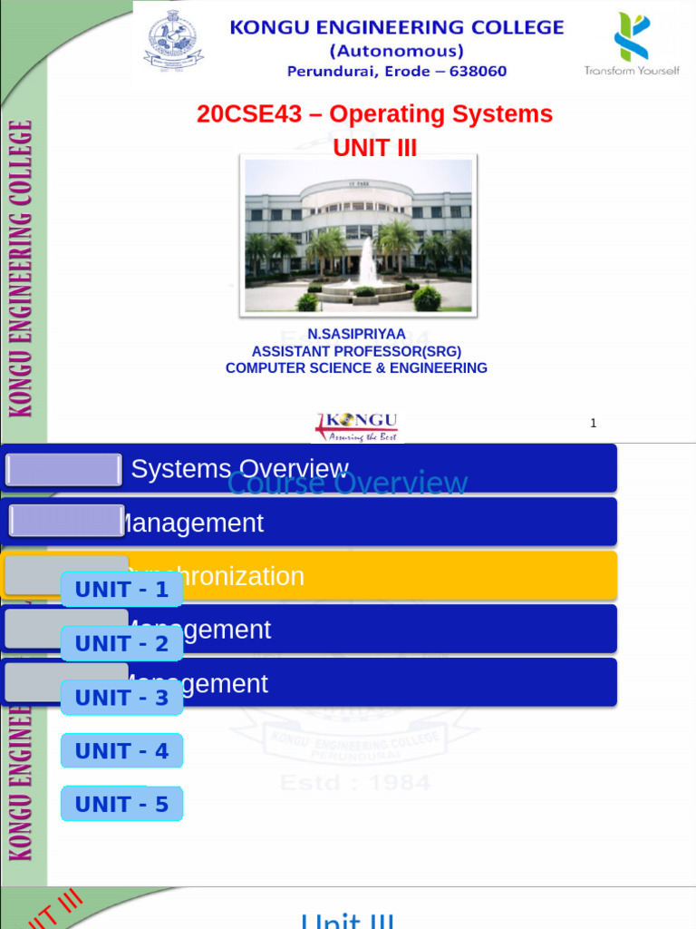 OS - Unit III - Process Synchronization | PDF | Synchronization | Computer Science