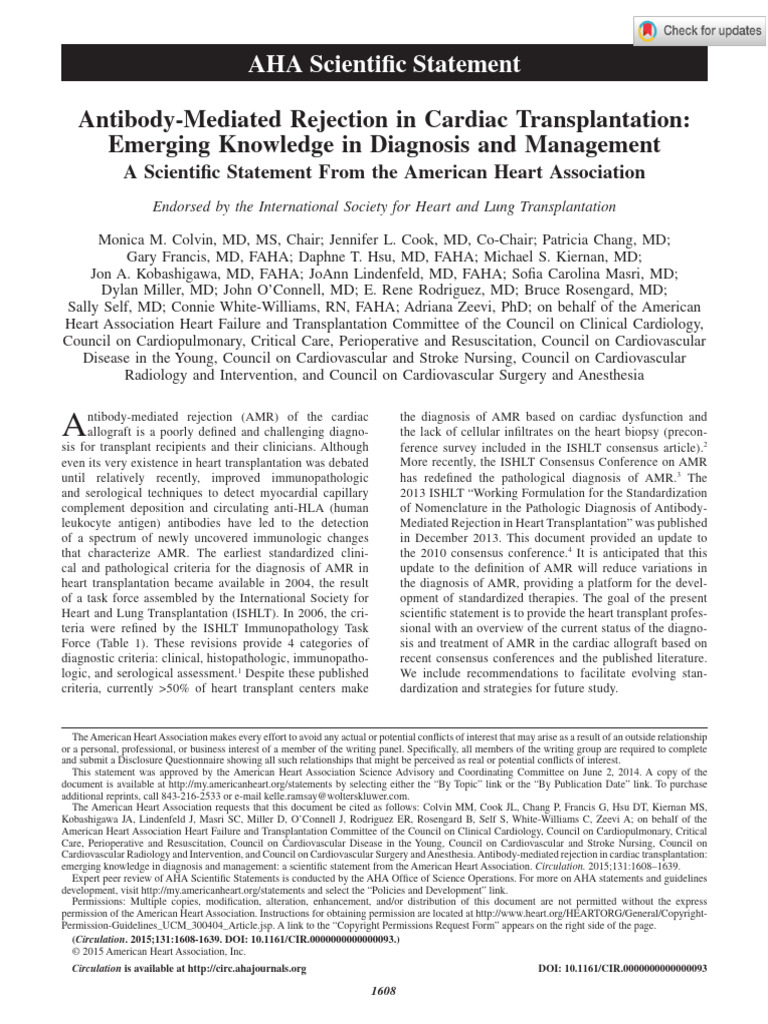 Colvin Et Al 2015 Antibody Mediated Rejection in Cardiac ...